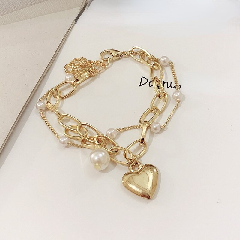Fashion Love Heart Double Layer Bracelet | Daraz.com.bd