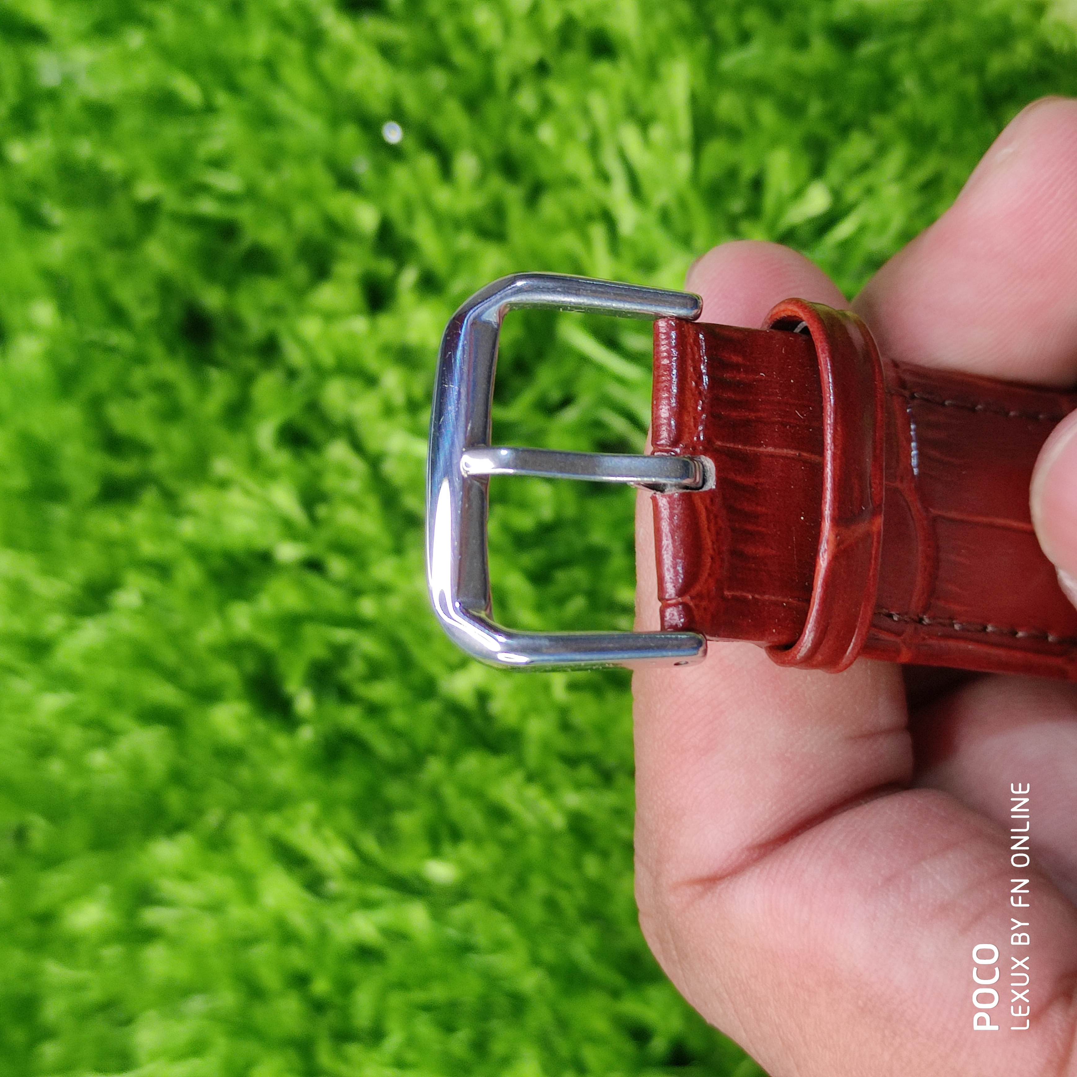 22mm Alligator Grain Embossed Leather Watch Belt Strap Band Steel ...