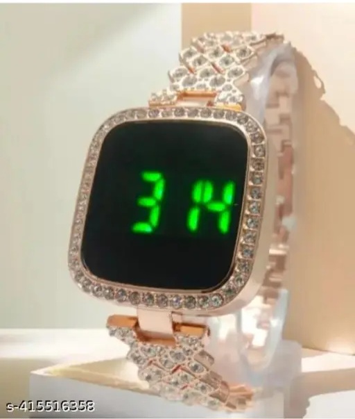 LED Display Digital Touch Screen Diamond Watch Fashion For Girls Women