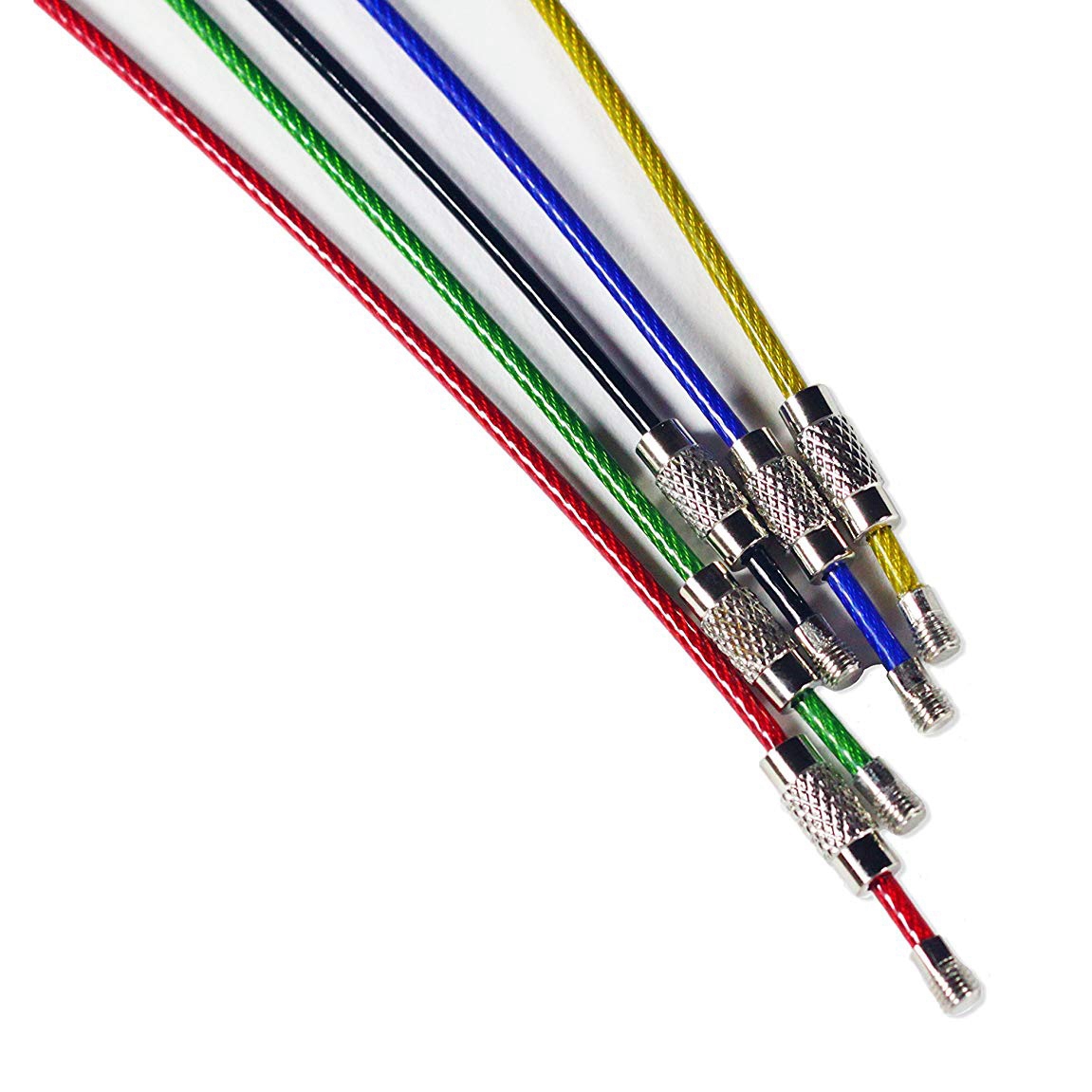 20Pack Colored Nylon Coated Stainless Steel Wire Keychains 2Mm 6.3 ...