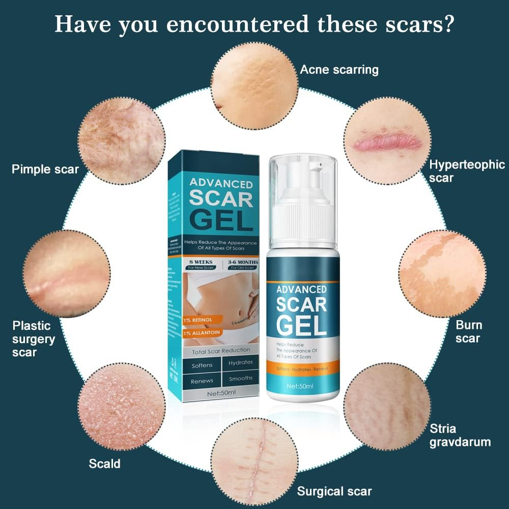 Advanced Scar Gel, Silicone Scar Gel, Treats Old and New Scars, Reduces ...