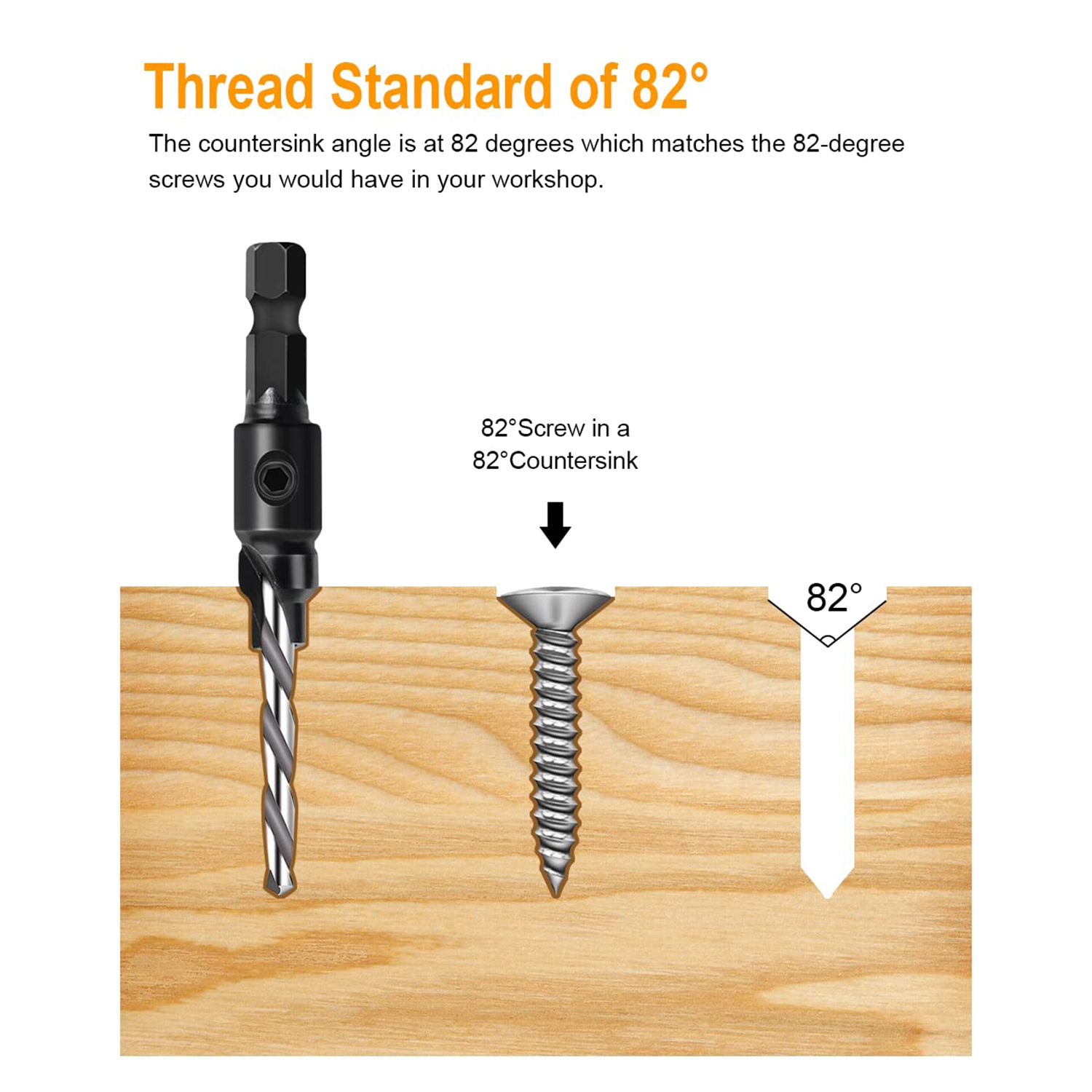 NCANRUI Countersink Drill Bit Set, Woodworking Chamfer Adjustable ...