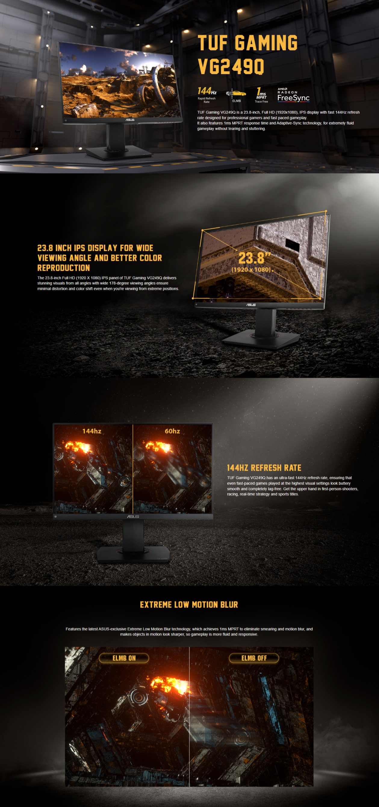 ASUS TUF Gaming VG249Q Gaming Monitor - 23.8-inch Full HD (1920x1080 ...