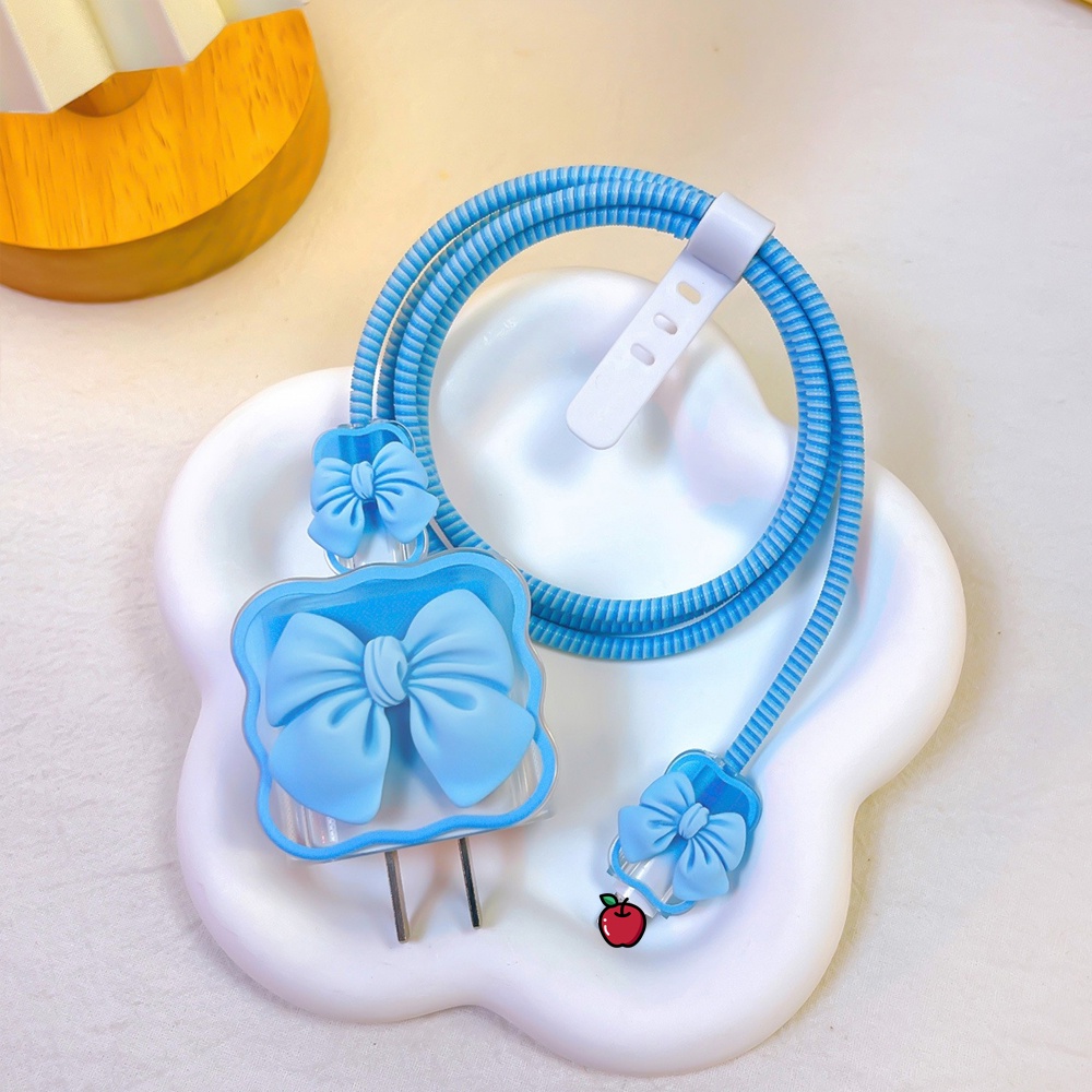 Data Cable Cord Winder Kit / 3D Bow Knot Heart Cable Protector Cover ...