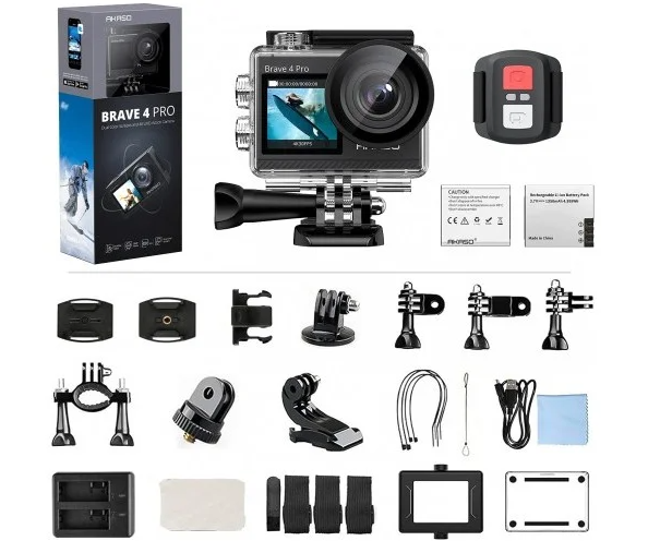 AKASO Brave 4 Pro 20MP 4K Waterproof Dual Screen Wi-Fi Remote Control ...