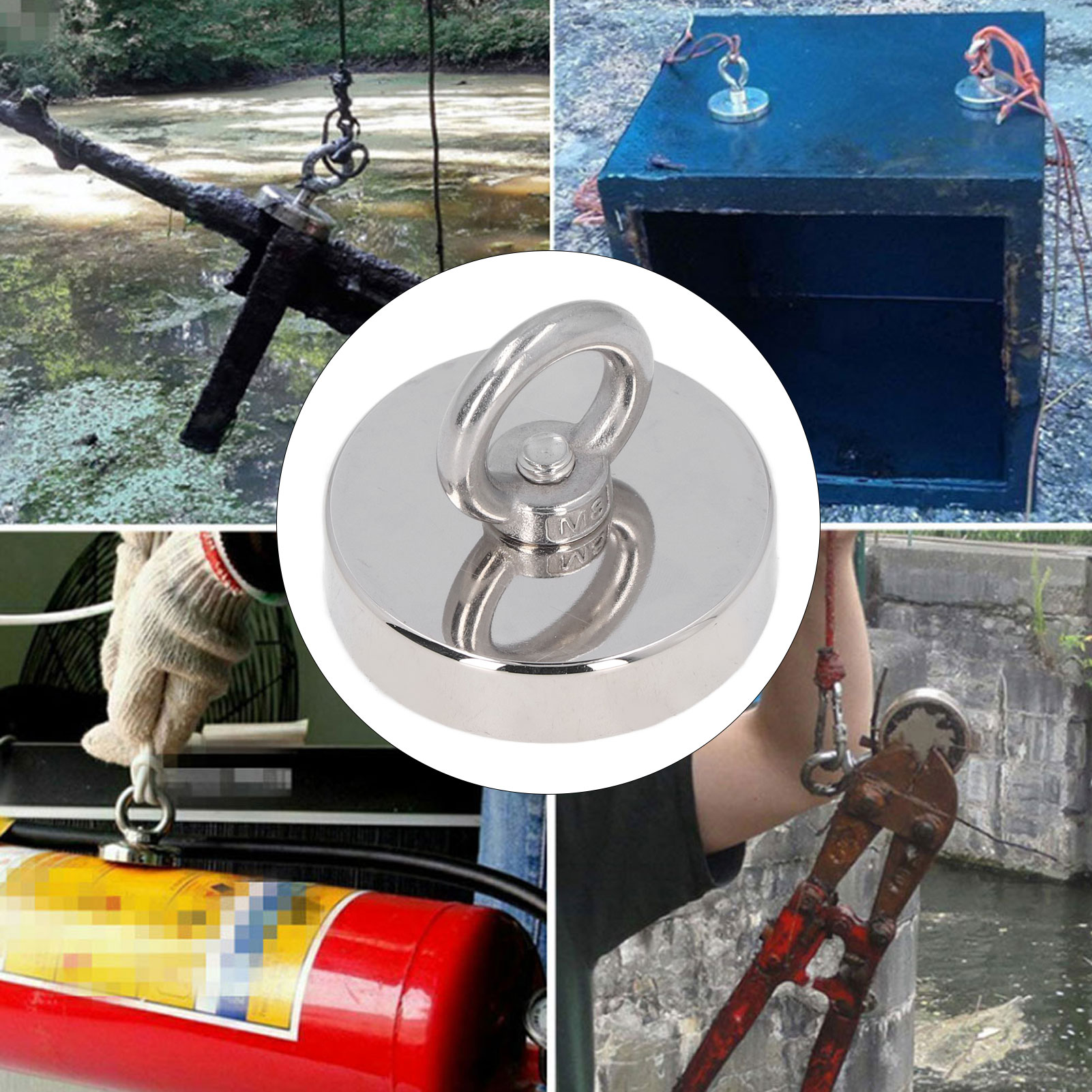 Super Fishing Magnet, Powerful High Power Magnet with Ring for Hoisting ...