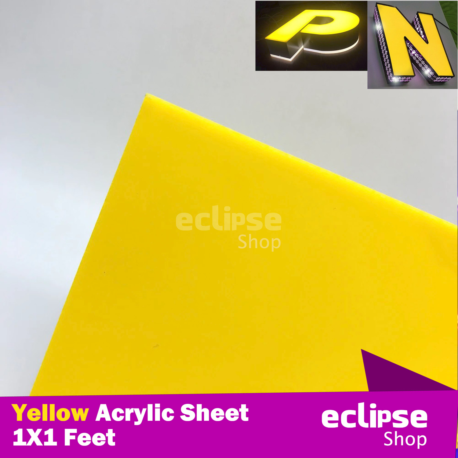 Acrylic Sheet Yellow for Letter and DIY Crafting 2mm thick 1X1 Feet ...