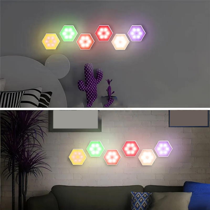 Touch Sensitive RGB Colorful Wall-Mounted Hexagon LED DIY Geometry Hex ...