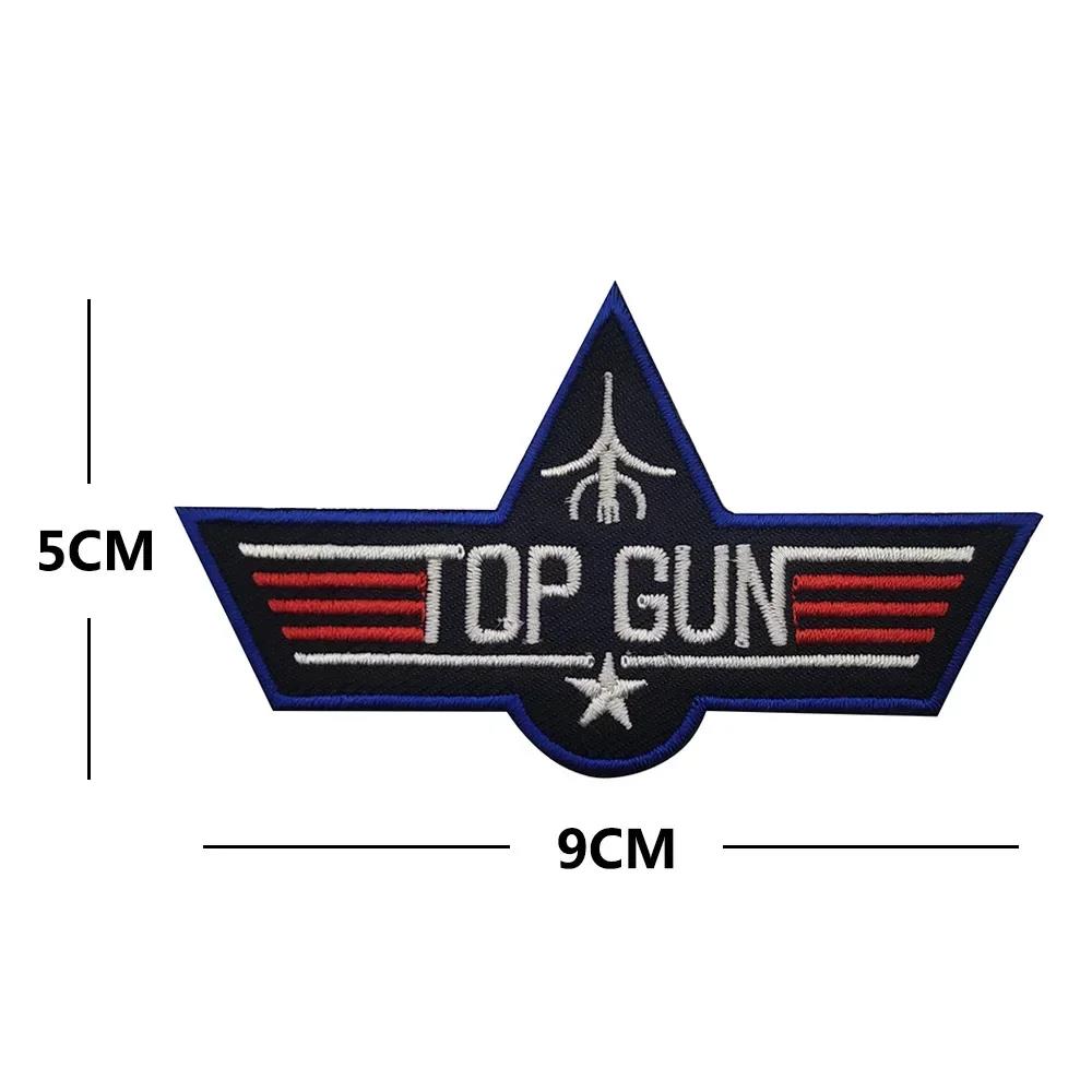 TOP GUN Embroidery Patch on Clothes Hook Loop Appliques Military ...