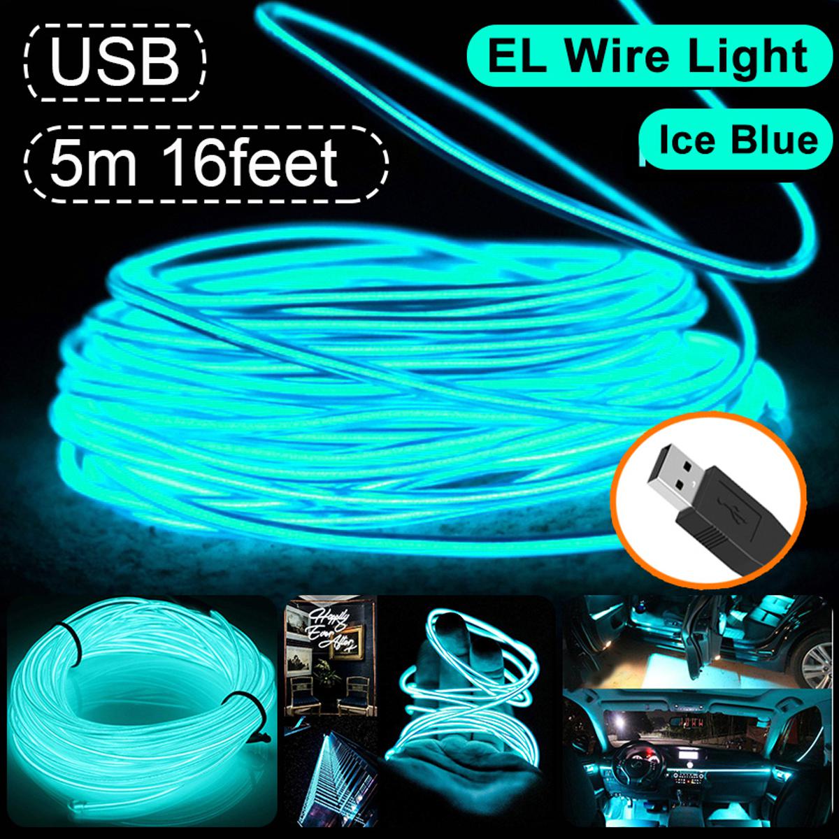 LED EL Strip Light 16 feet Car Interior Decoration Strips Neon for ...