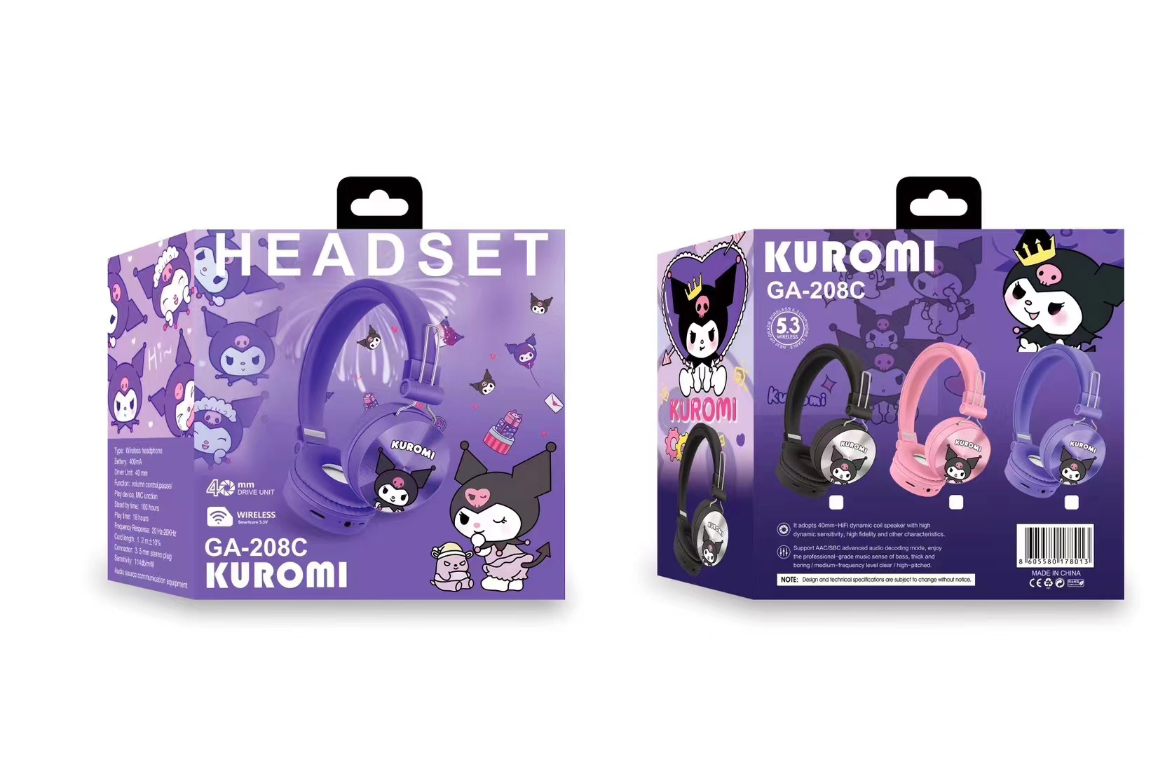 2025 Head-mounted Wireless Bluetooth Headset Cartoon Variety of Kuromi Stitch Mario Dimpleedo ...