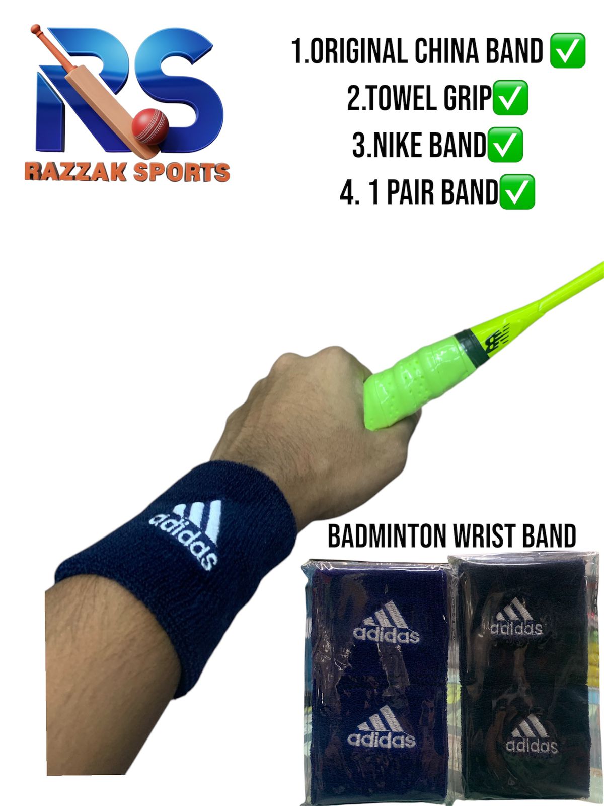 1 pair wrist band with towel for badminton players in razzak sports ...
