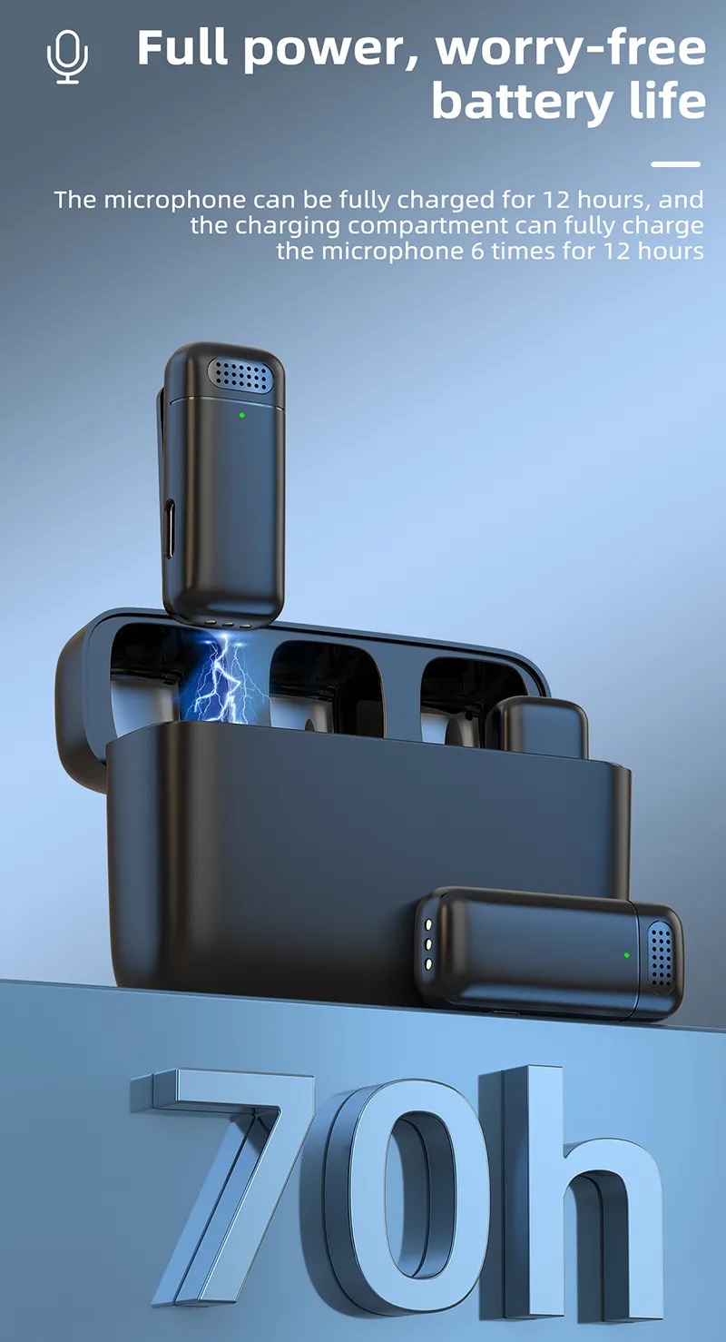 K13 Dual Mic Type C Interface Wireless Lavalier Microphone Intelligent ...