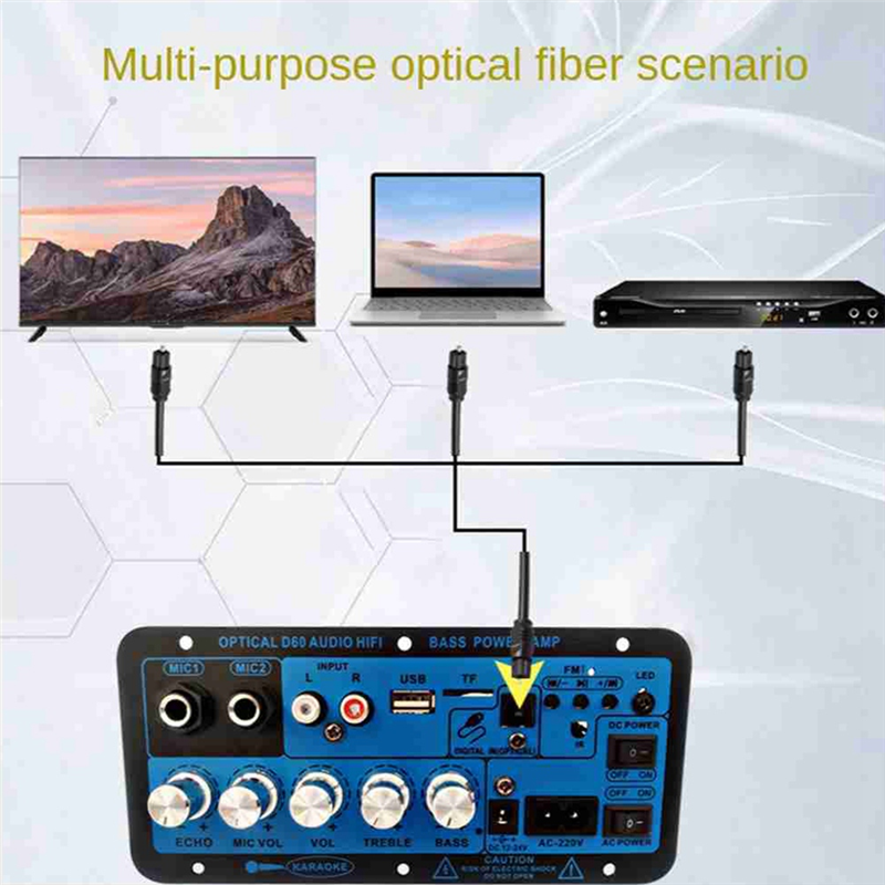 Bluetooth Amplifier Board BT5.0 High Power Bass Amplifier Optical Audio ...