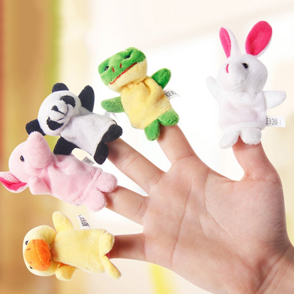 TE 10PC Plush Animal Finger Puppets Baby Dual-layer Storytelling Props ...