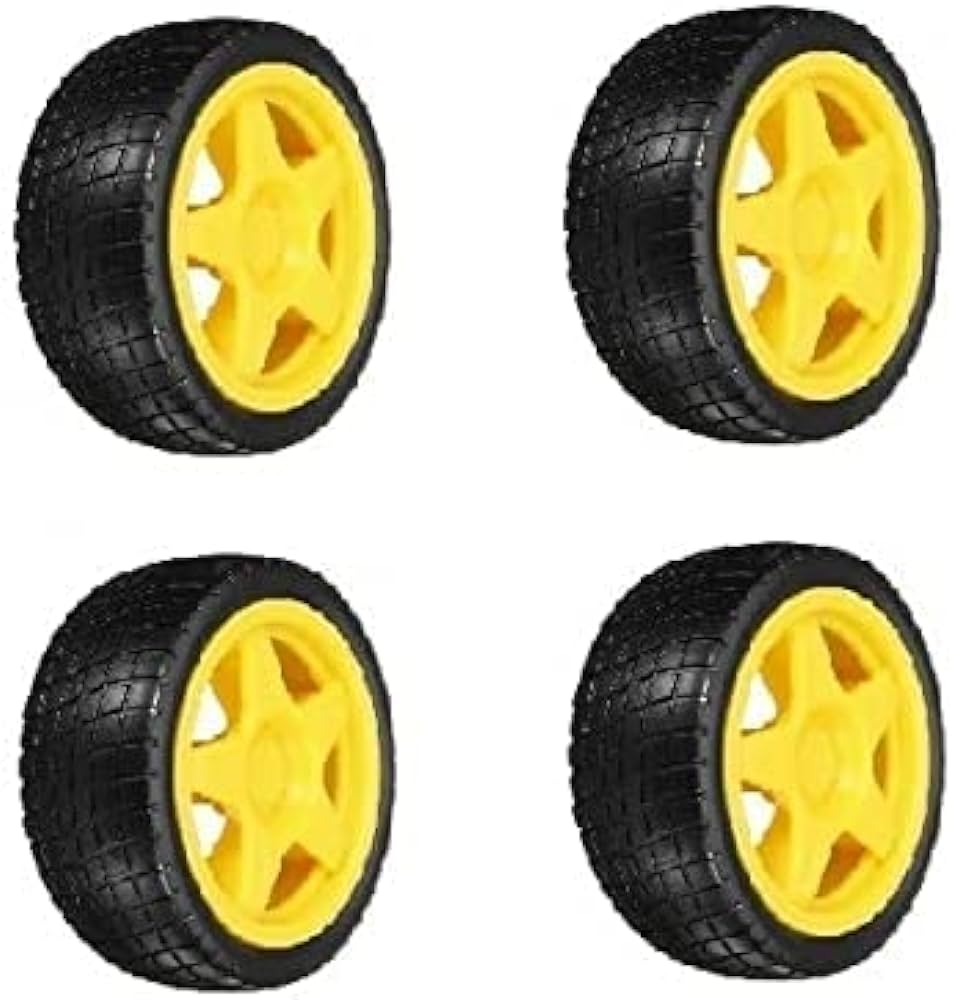 Yellow 65mm Wheels D65mm Robotic Wheel 65x25mm 6mm Shaft Hole For Smart ...