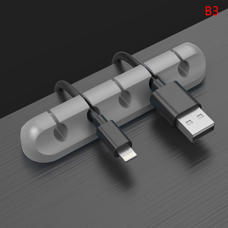Black Silicone USB Cable Organizer Cable Winder Desktop Tidy Management ...