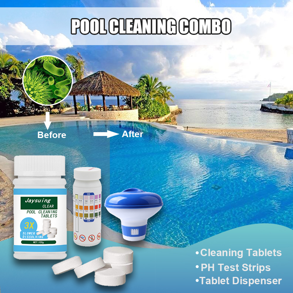 100g/3.5oz Swimming Pool Cleaning Tablets with 1pcs Tablets Dispenser ...