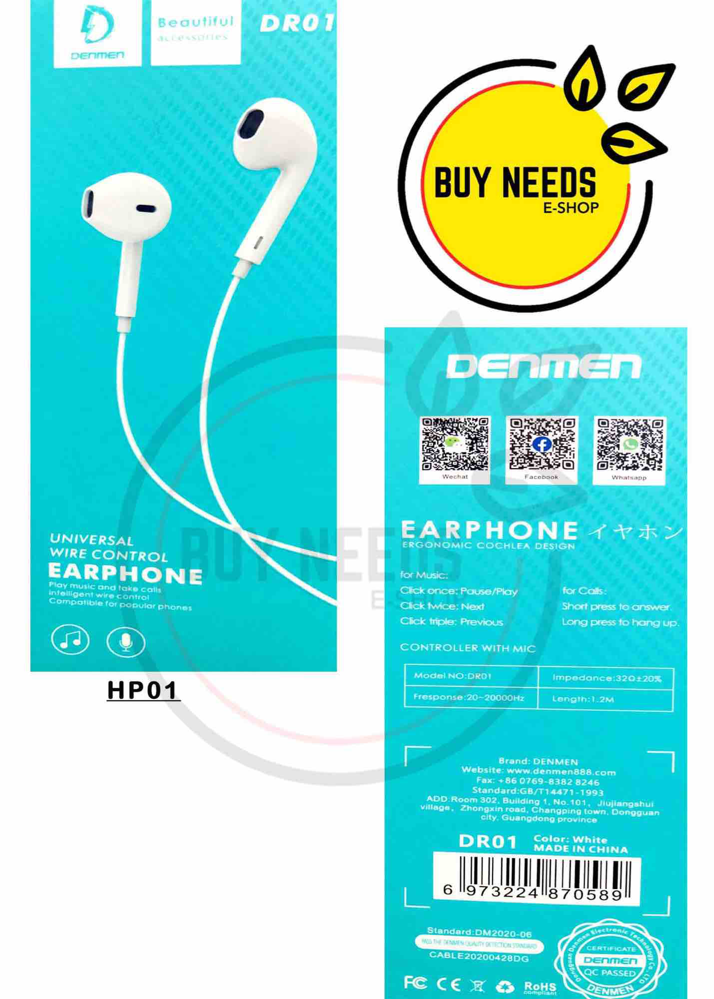 Headphone Denmen DR01 Earphone | Daraz.com.bd