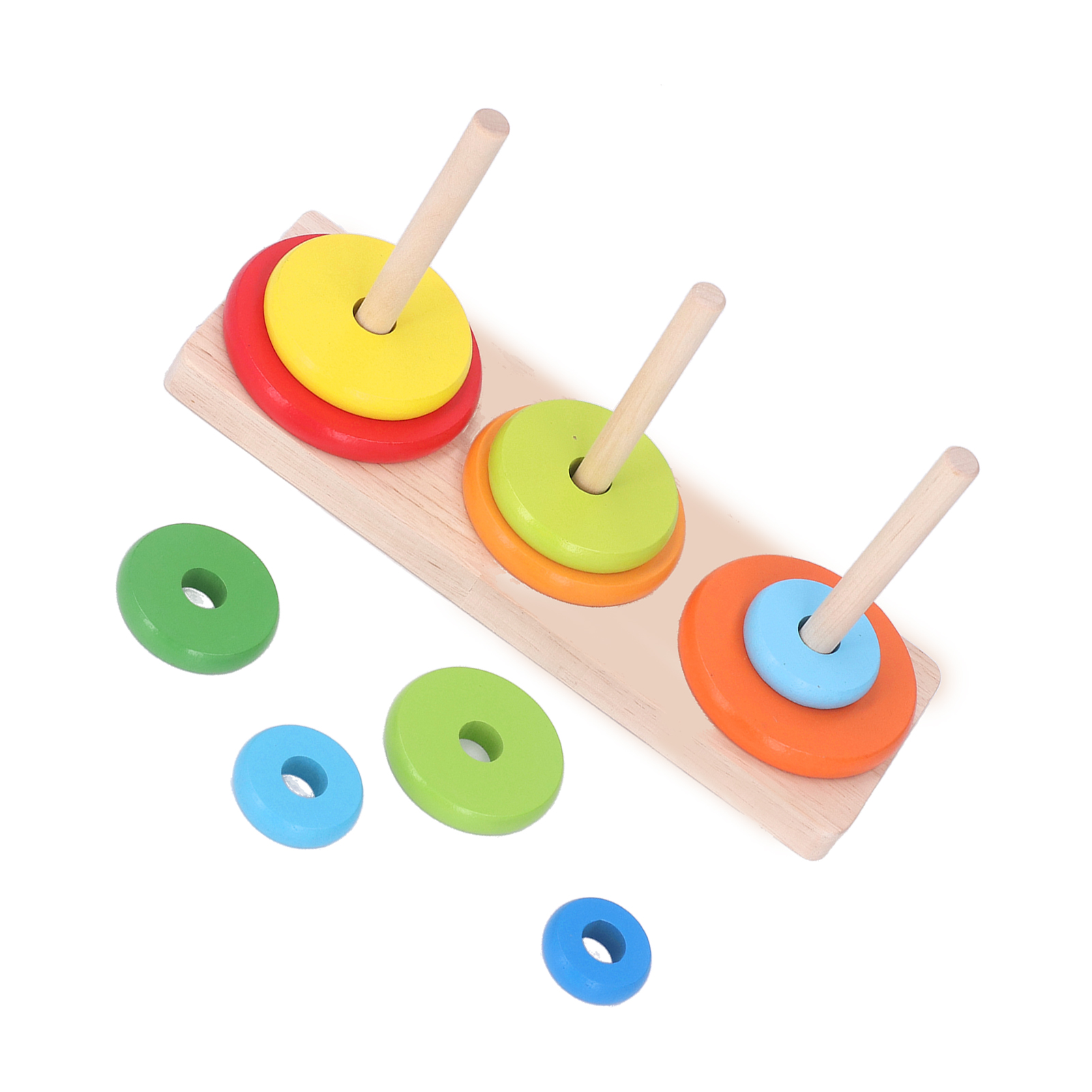 Stacking Tower Toy, Wooden Stacking Rings Shape Sorting Preschool ...