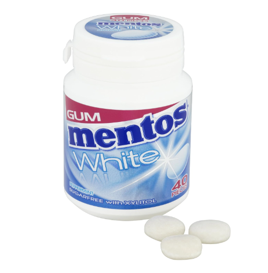 Mentos Gum White Peppermint With XYLITOL - 60gm (Sugar Free)