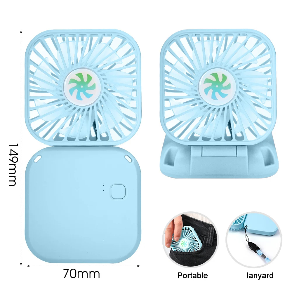 Rechargeable USB Folding Fan Portable Hanging Neck Mini Fans Mute ...