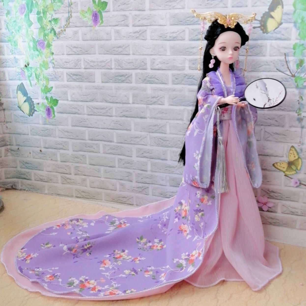 1/6 BJD Chinese Hanfu Doll with Ancient Traditional Clothes Headdress Fairy Princess Doll ...