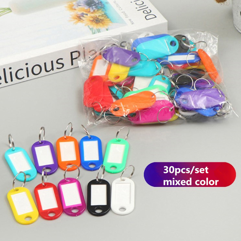 30pcs Colorful Plastic Keychain Key Tags Label Numbered Name Baggage Tag ID Label Name Tags With ...