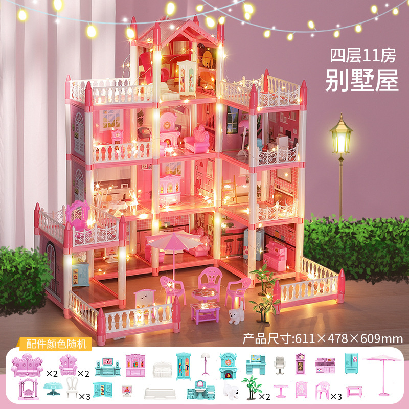 Children play house princess castle Villa toy girl doll house assembled ...