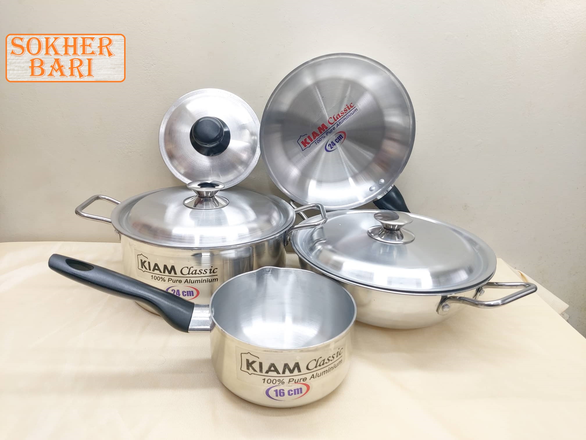 Kiam 7 Pcs Family Pack Cookware Set Pure Aluminium. Casserole Stock Pot ...
