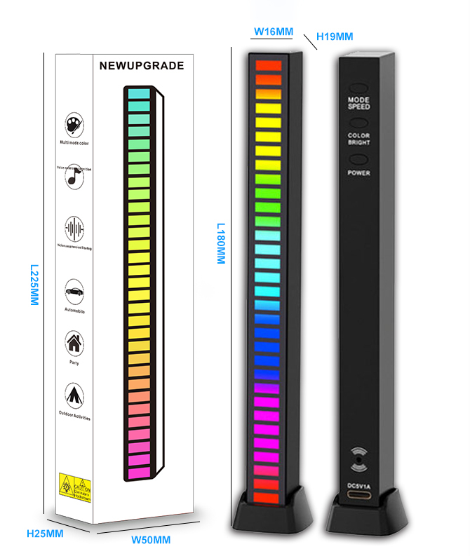 Voice-Controlled RGB LED Music Rhythm Light Bar – USB Rechargeable 32 ...