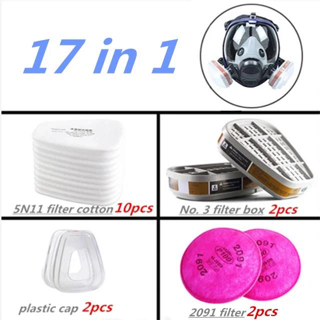 6800 Dust/Gas Mask With Filters Cottons Full Face Respirator For Spray ...