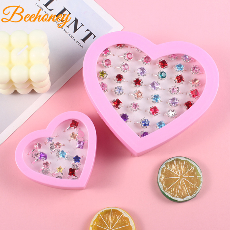 Children Ring Diy Set Princess Girl Jewelry Heart-shaped Gift Box Rich ...