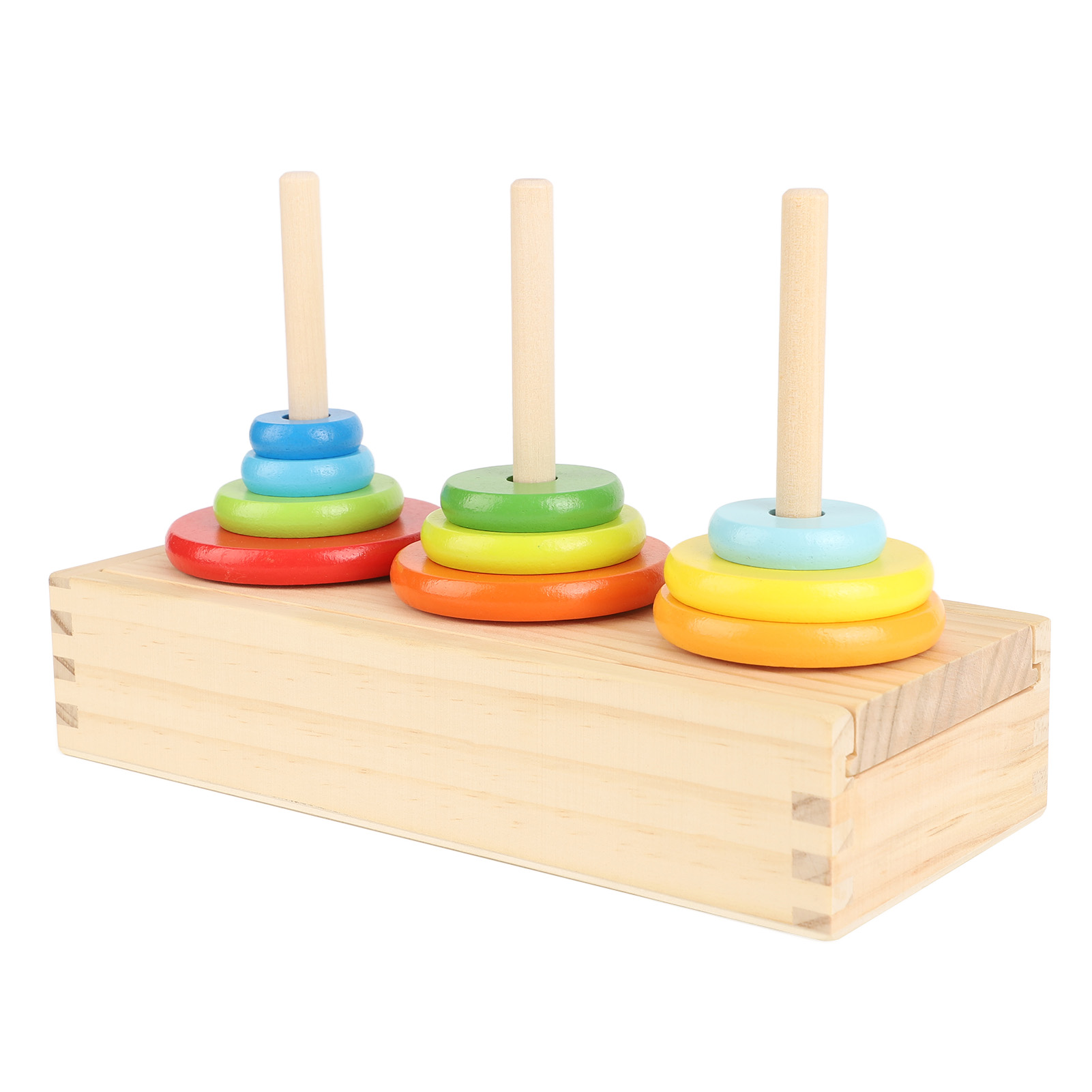 Wooden Stacking Tower Toy Rich Color Wooden Stacker Rings Preschool ...