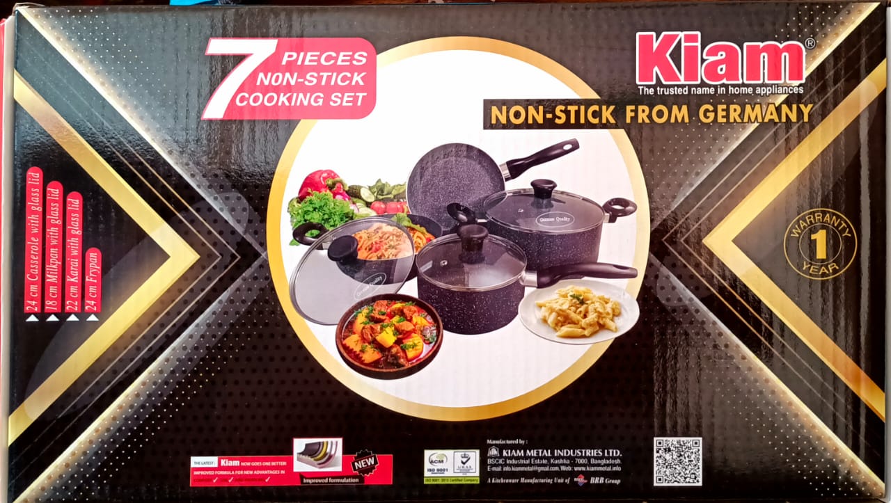 Kiam Non-Stick 7-Piece Cookware Set - Essential Cookware Set for Every ...