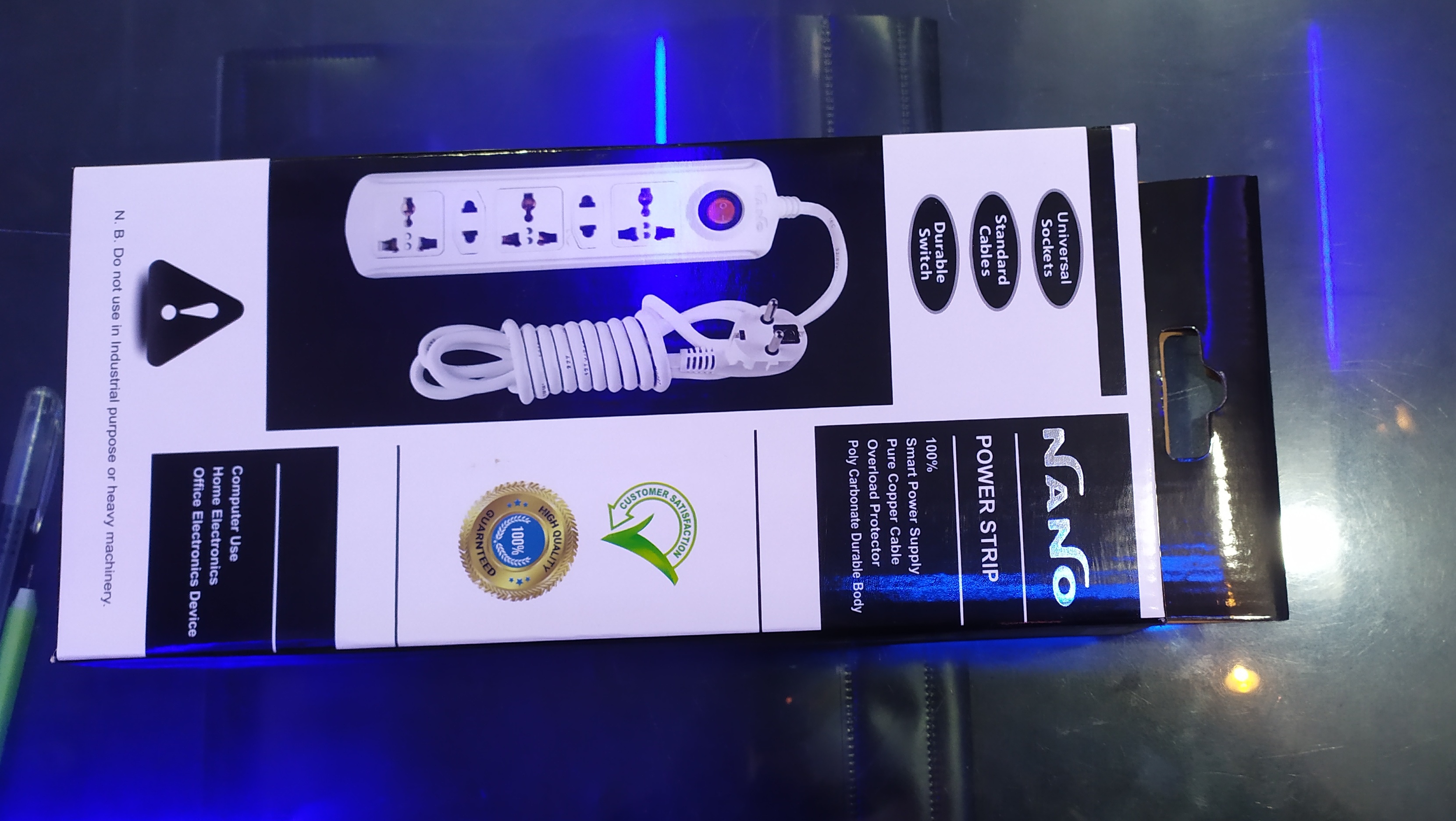 Heavy Duty 2Pin 6ft Cable 5 port Multi-plug / Neno power strip NPS 205 ...