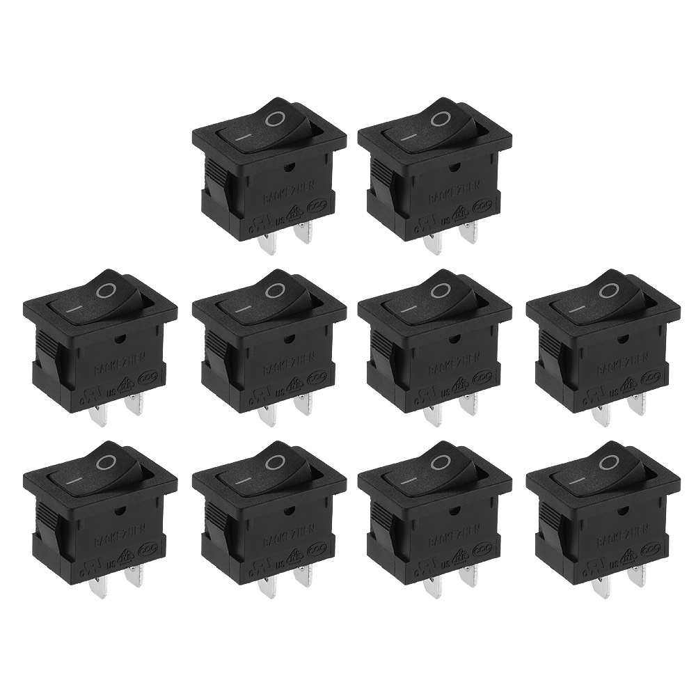 10Pcs- 6A 3Pin BLACK Color MICRO Rocker Switch 3 Pin 6A 250V 2 ...