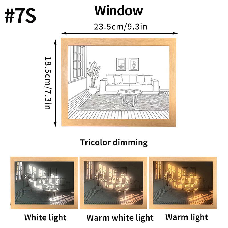 Decor Led Light Painting Indoor Sunlight Window Wooden Photo Frame ...