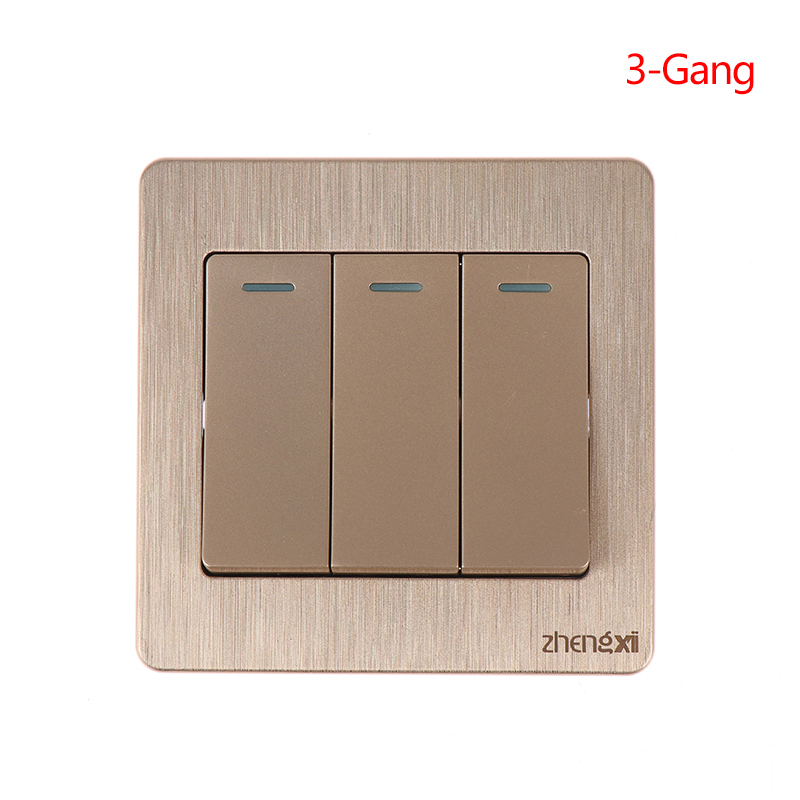 Gold Wall Switch 1/2/3/4 Gang 1Way Button Wall Light Switch On / Off ...