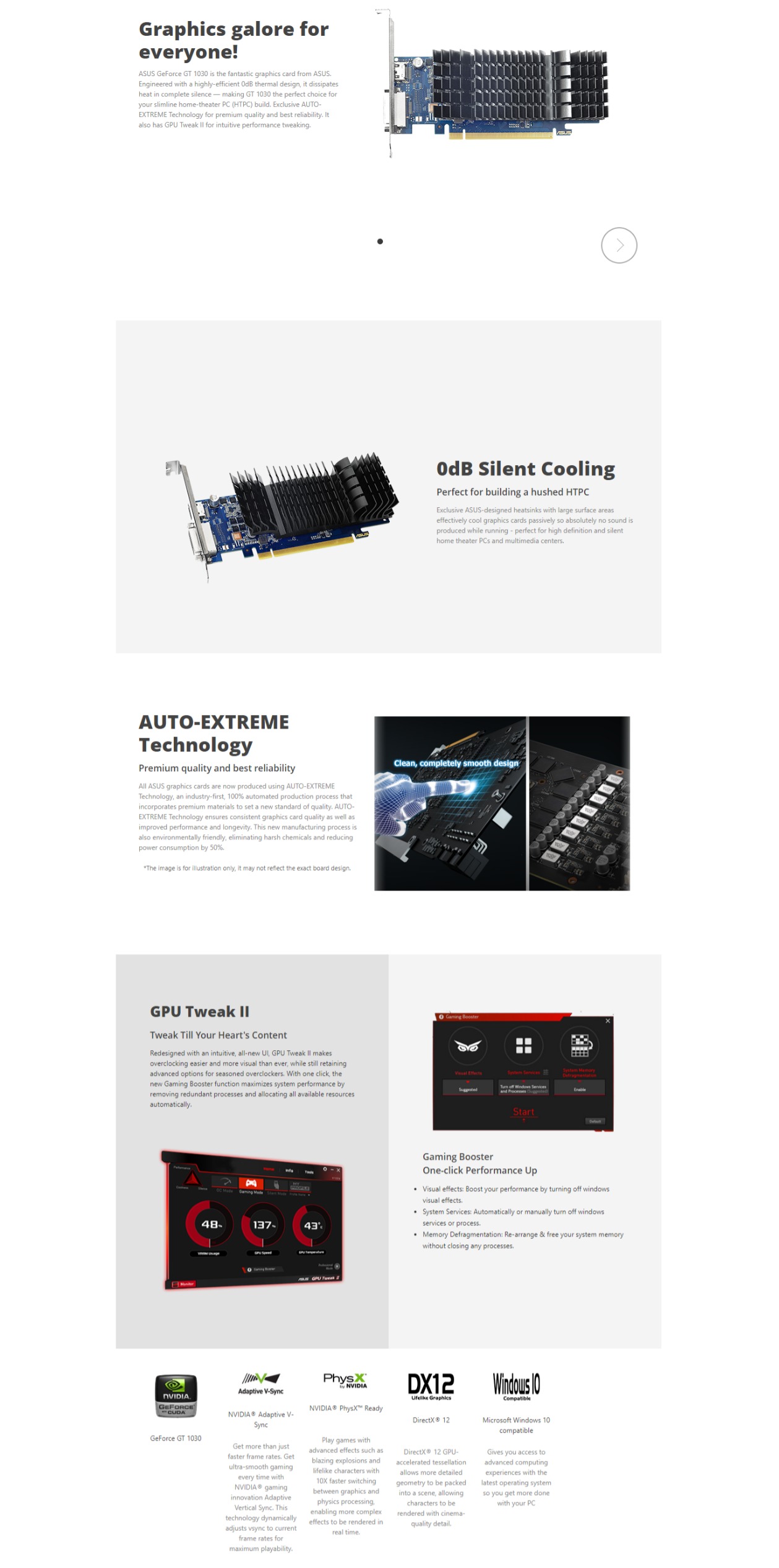 ASUS GeForce GT 1030 2GB GDDR5 Low Profile Graphics Card