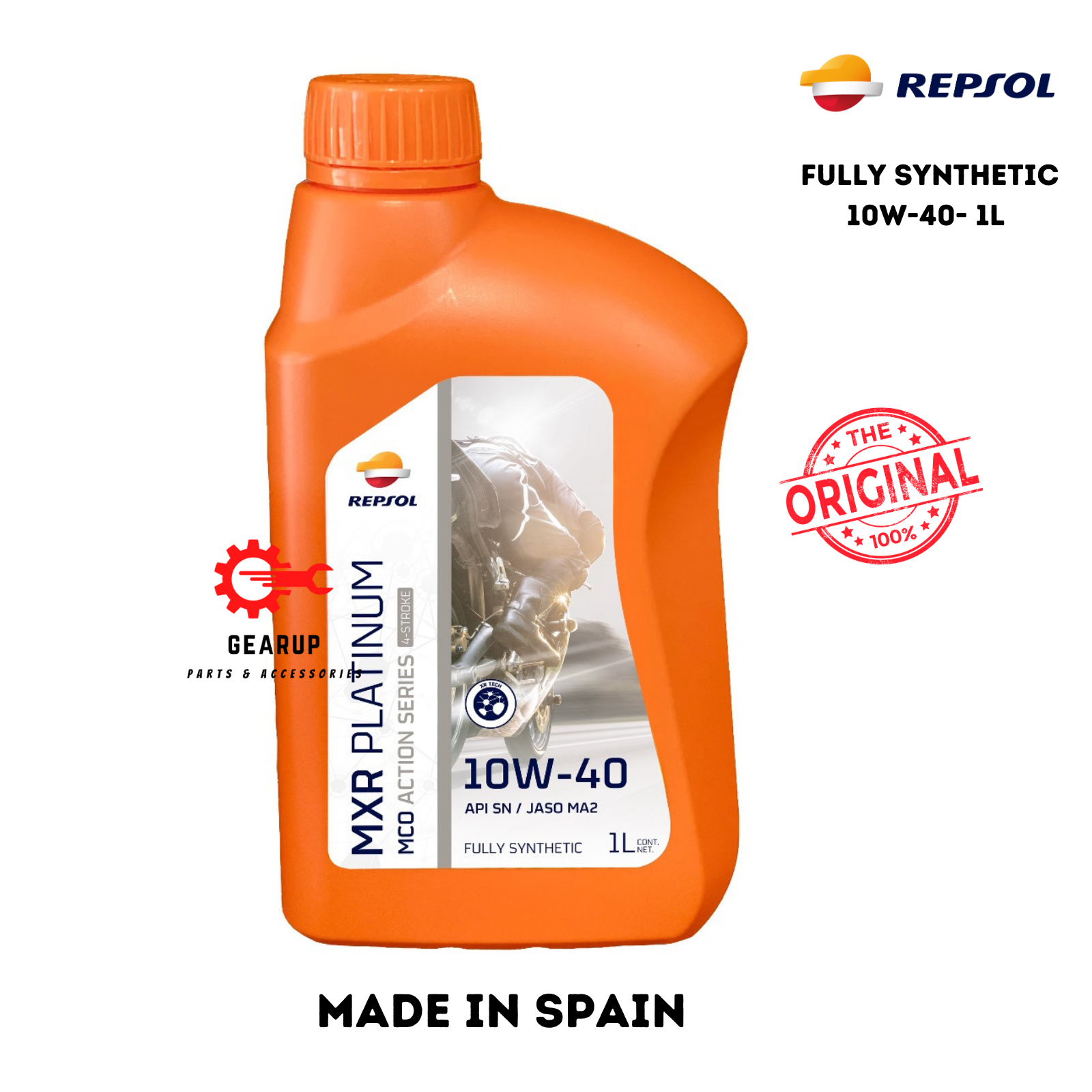 Repsol Moto 10w40 Fully Synthetic Engine Oil (API SN, JASO MA2 ...