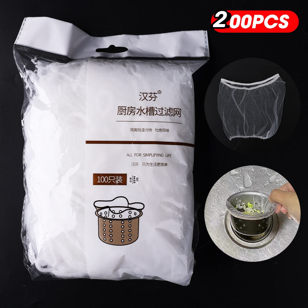 100/200Pcs Disposable Kitchen Sink Filter Mesh Sewer Garbage Filter ...