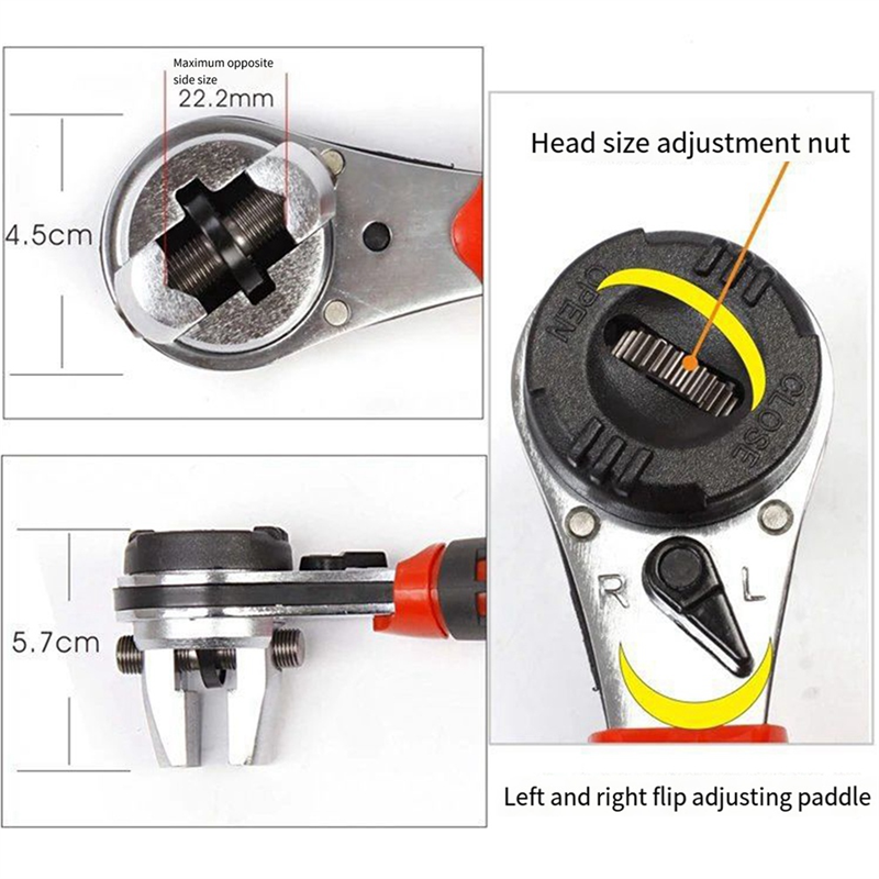 Universal Ratchet Wrench is Suitable for 6-22mm Screw Adjustable Socket ...