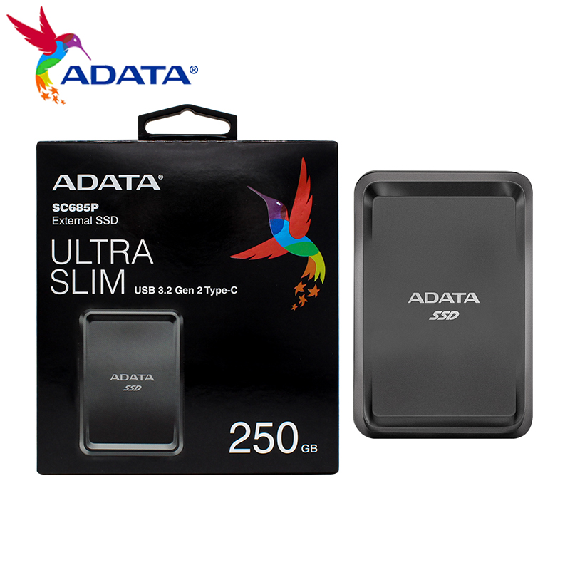 ADATA External SSD ULTRA SLIM USB3.2 Gen 2 Type-C Solid State Drive 500GB 250GB Portable Hard ...