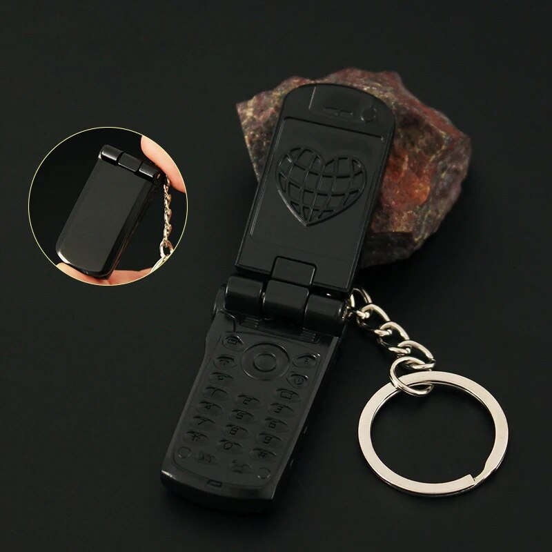Y2K Phone Model Keychains Mini Cell Phone Figure Toys Key Ring Metal ...