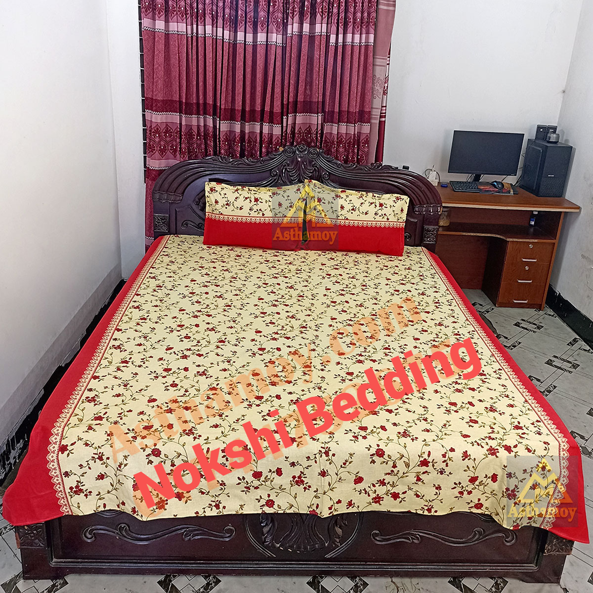 Cotton King Size Flat Bedsheet with Two Pillow Covers Cotton Blend ...
