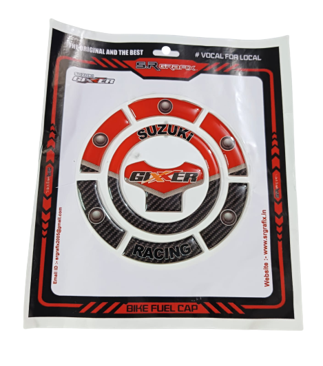 3D Carbon fiber Motorcycle Fuel Tank-Lock Pad Sticker For Gixxer - Red ...