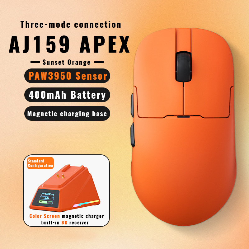 AJAZZ AJ159 APEX Wireless Mouse PAW3950 Sensor 2.4G/BT/USB-C Optical Gaming Mouse 56g ...