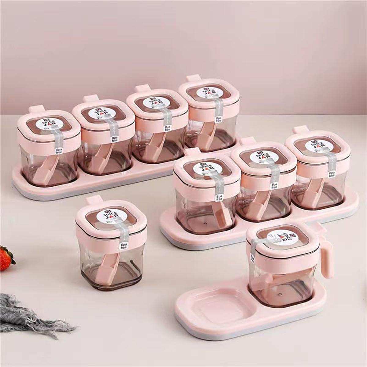 4 pcs set Kitchen Seasoning Container Spice Jar Set Oil Salt Cans ...