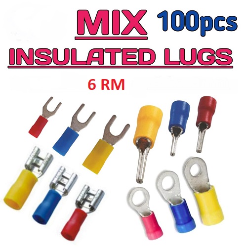 CABLE LUGS 6 RM , MIXED 100PCS (O+I+JACK+U) TYPE INSULTED CABLE ...
